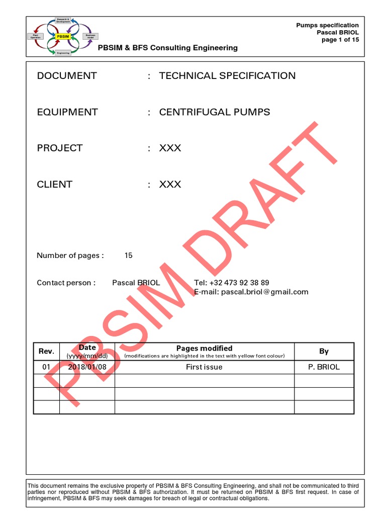 Document: Technical Specification: PBSIM & BFS Consulting Engineering ...
