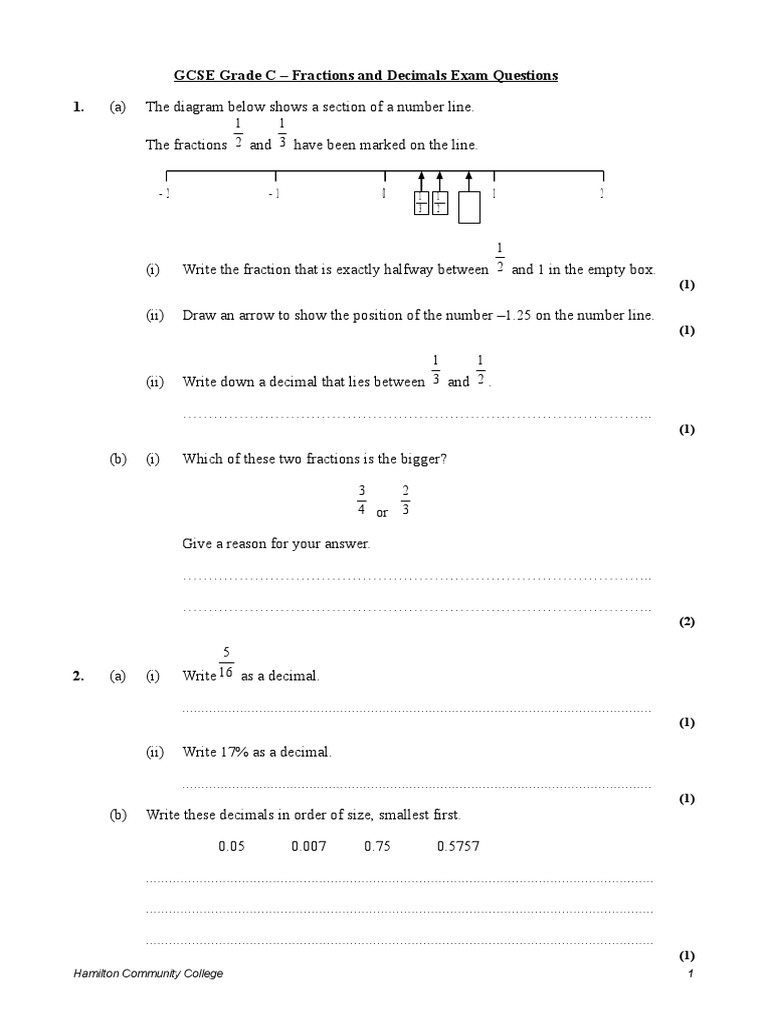 GCSE Fractions and Decimals Questions | PDF | Decimal | Lexicology