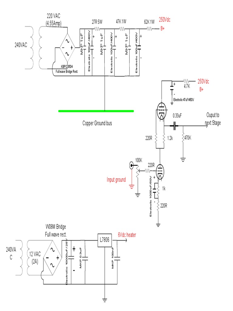 Tube Preamp Power Supply Schematic | PDF | Audio Electronics | Audio ...