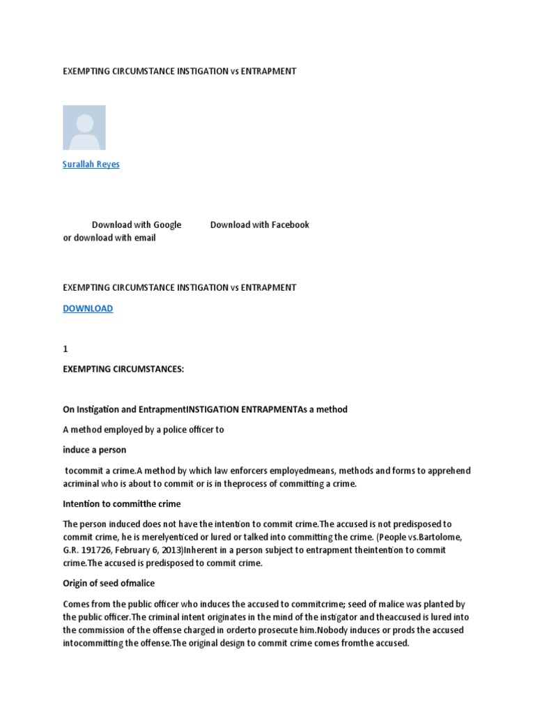 Instigation Vs Entrapment | PDF | Entrapment | Crime & Violence