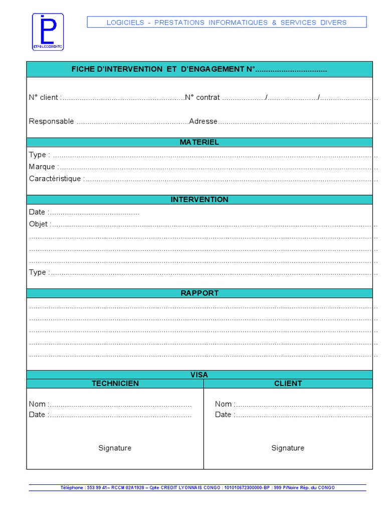 Fiche d'Intervention et d'Engagement | PDF | Informatique | Informatique