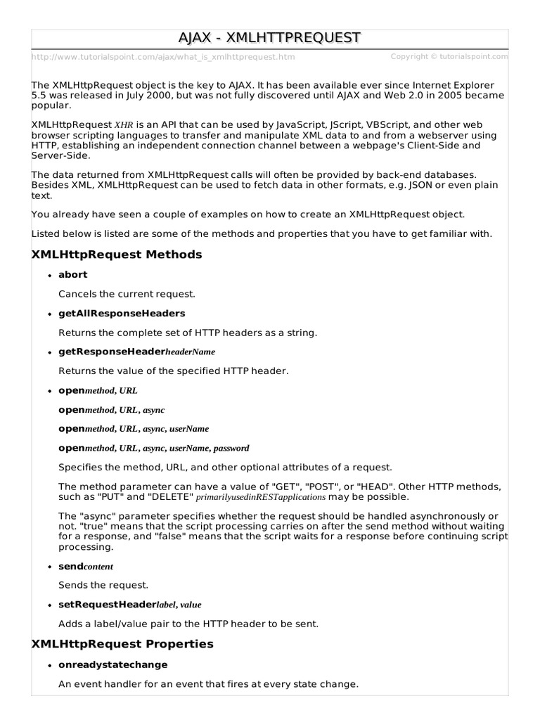 What Is Xmlhttprequest | PDF | Ajax (Programming) | World Wide Web ...