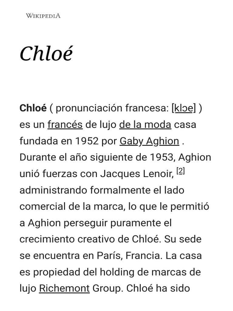Chloé - Wikipedia | PDF | Moda