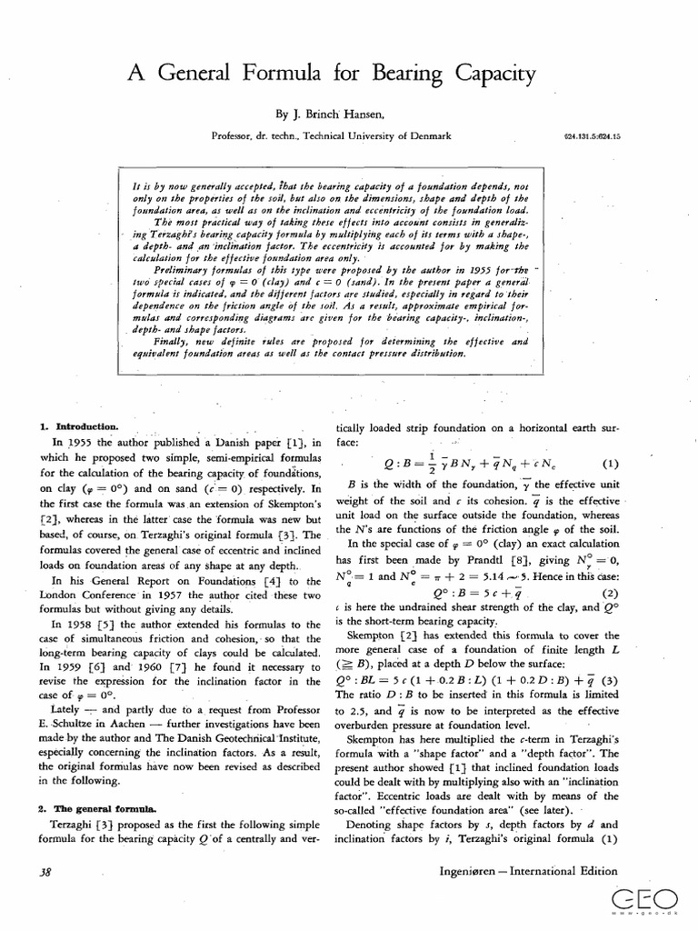 Generalized Bearing Capacity Formula | PDF | Mechanics | Geotechnical ...