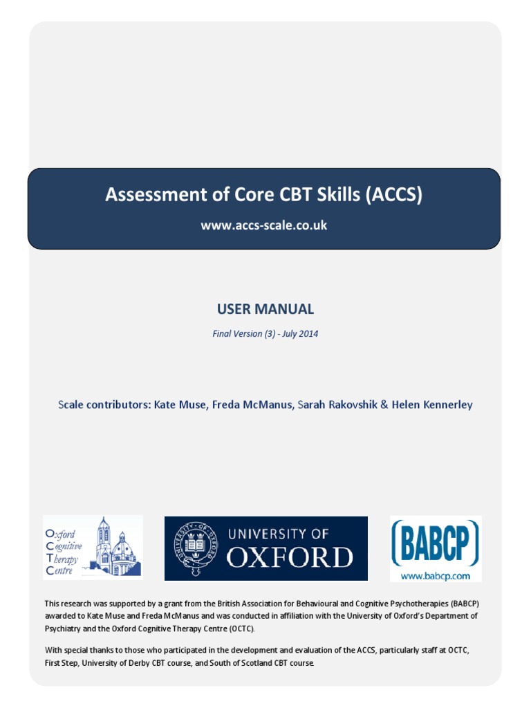 ACCS User Manual V3 Final | PDF | Cognitive Behavioral Therapy ...