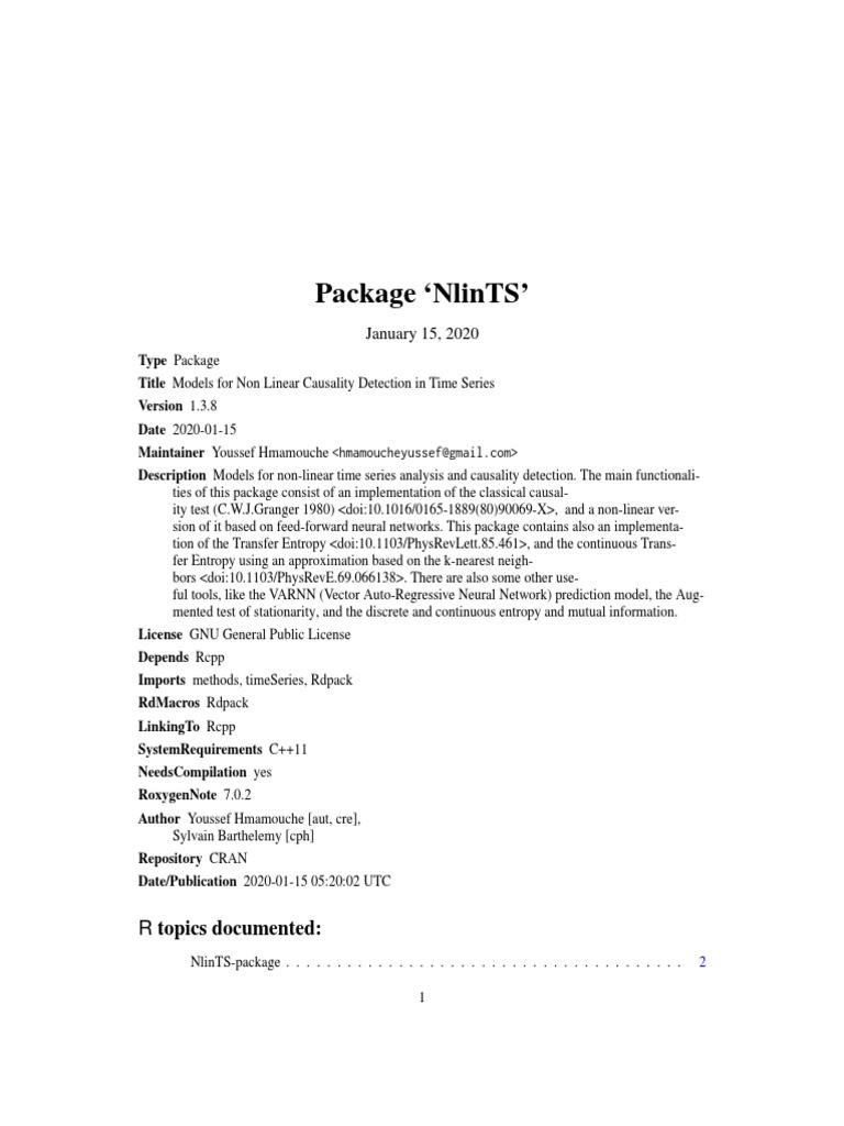 Non-Linear Causality Detection in R | PDF | Time Series | P Value