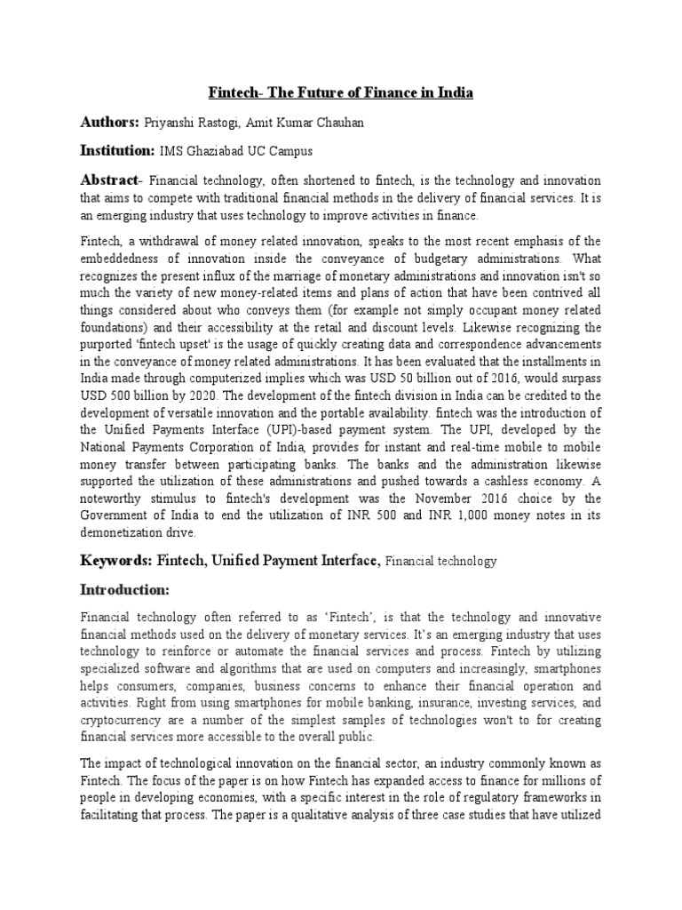 Fintech Case Study | PDF | Financial Technology | Finance & Money Management