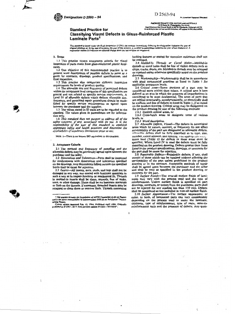 Astm - D2563 Visual Defects | PDF