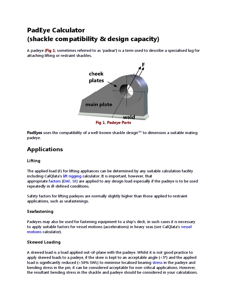 Designing Lifting Padeyes: A Guide to Calculating PadEye Dimensions Based on Applied Load and ...