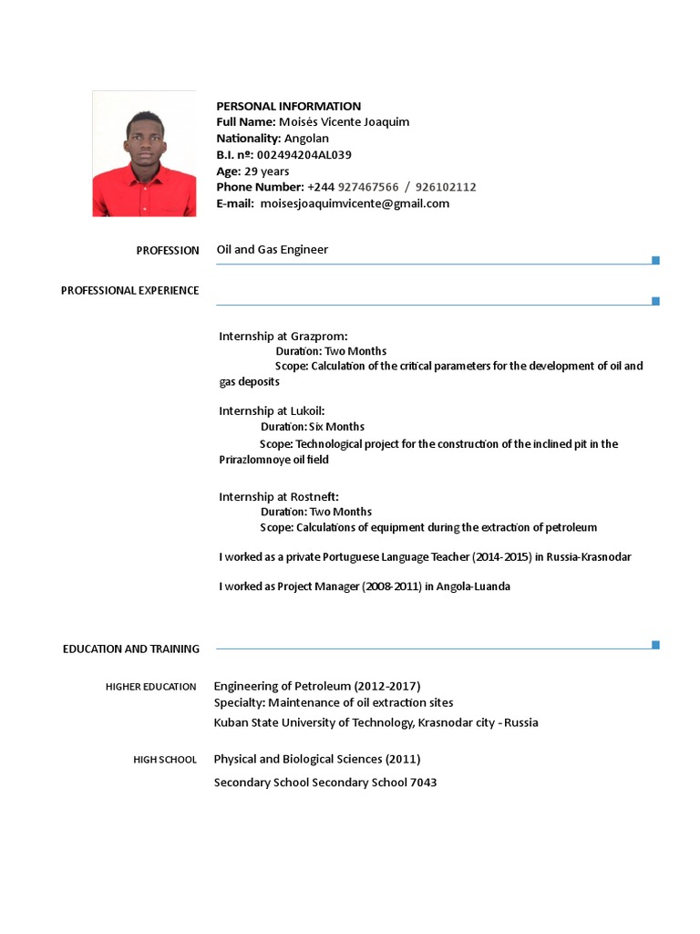 Personal Information Full Name: Moisés Vicente Joaquim Nationality ...