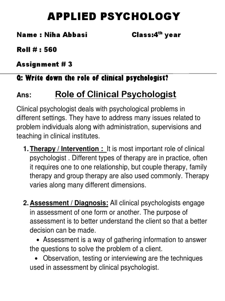 Psychology Assignment 3 | PDF | Clinical Psychology | Mental Disorder