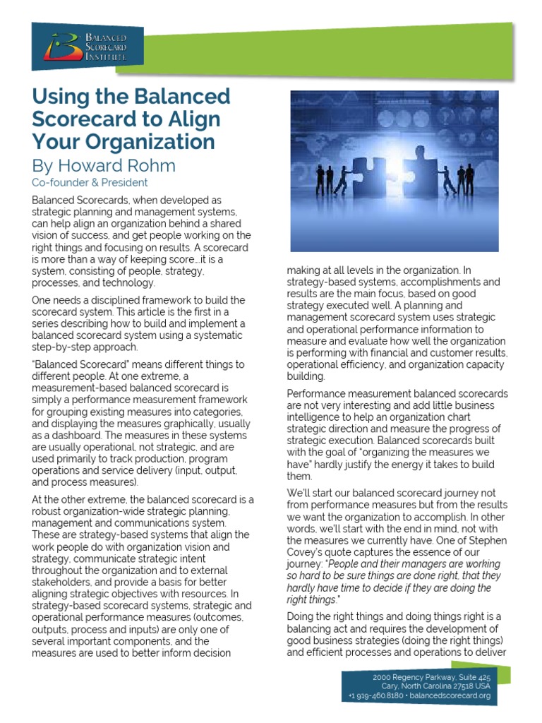 BSI Using The Balanced Scorecard To Align Your Organization PDF | PDF ...