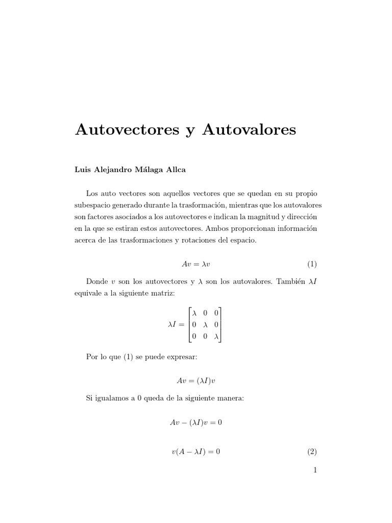 Autovalores y Autovectores | PDF | Valores propios y vectores propios ...
