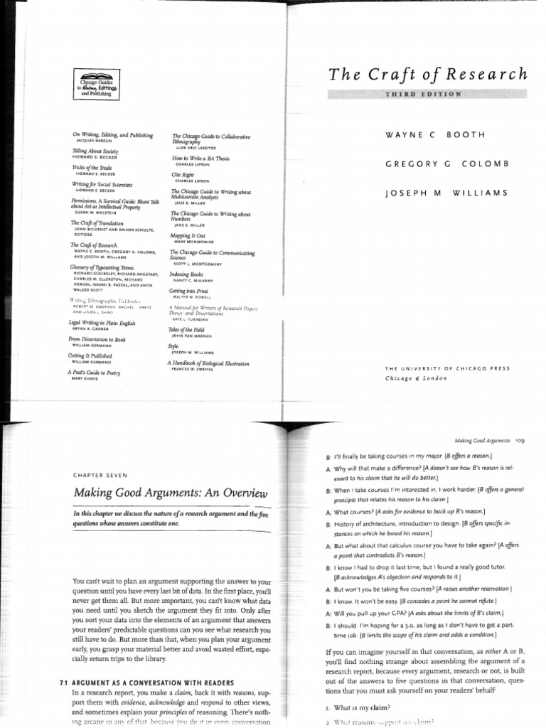 W4 - Booth - 2008 - Making Good Arguments PDF | Download Free PDF ...