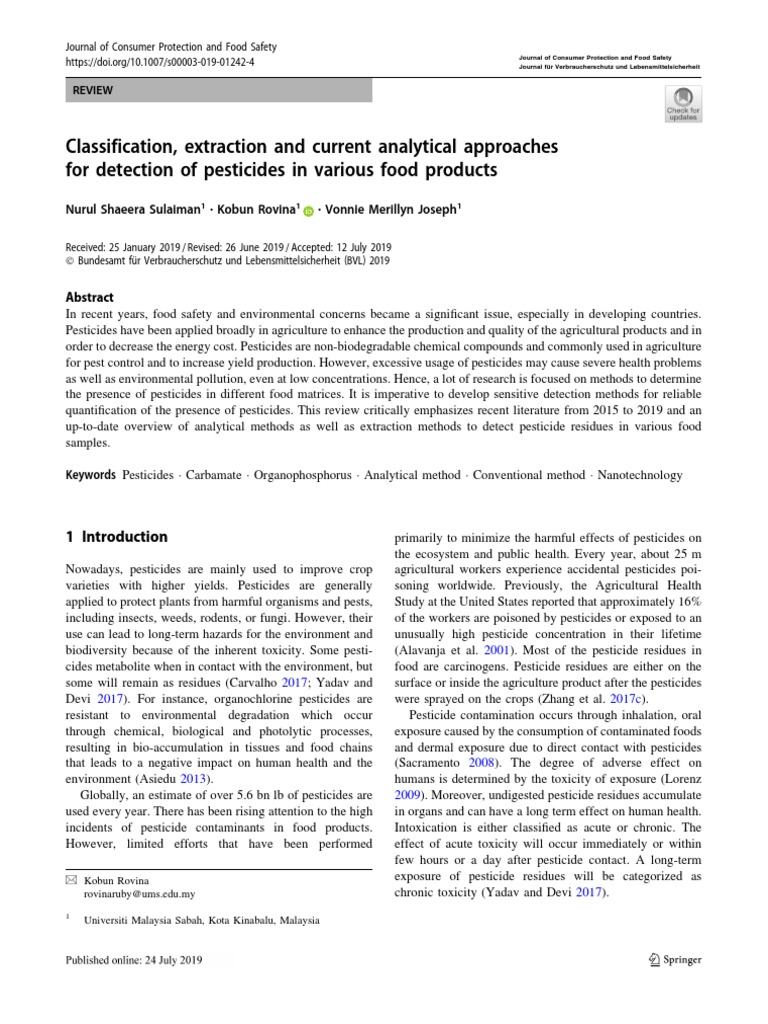 Pesticide Detection Methods in Food Safety | PDF | Pesticide | Chemical ...