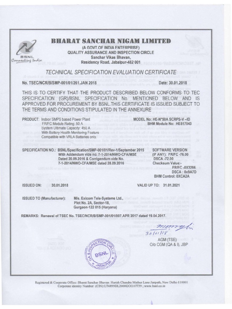 TSEC Certificate | PDF