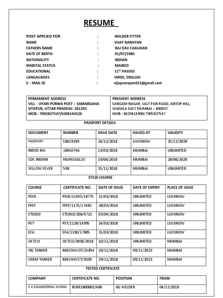 Resume Vijay Narayan | PDF
