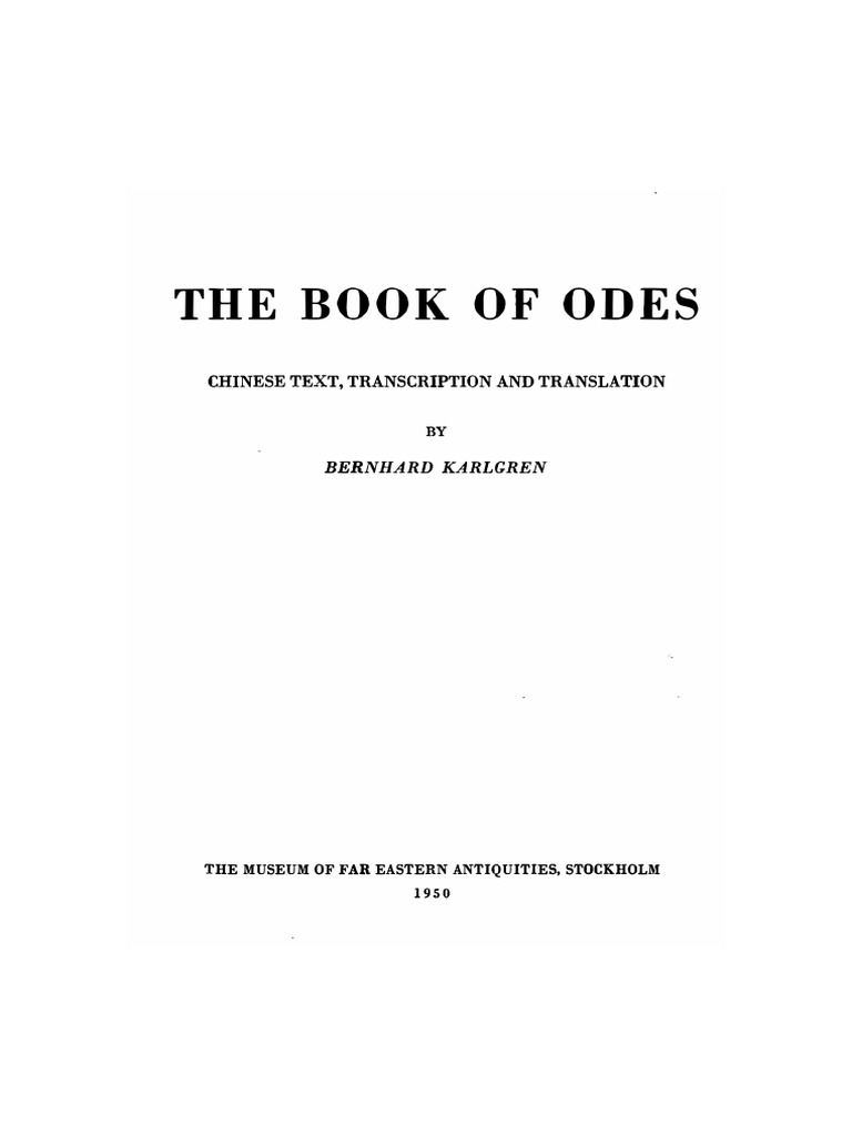 Karlgren, Bernhard TheBookofOdes ChineseText ...