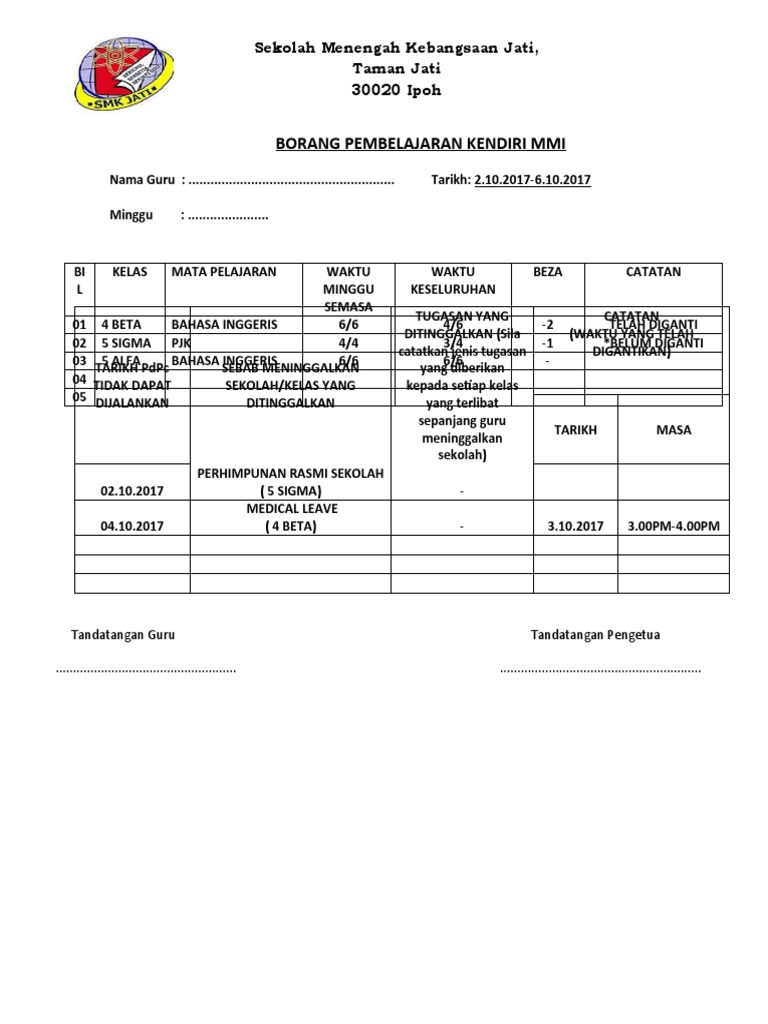 Borang Pembelajaran Kendiri Mmi | PDF