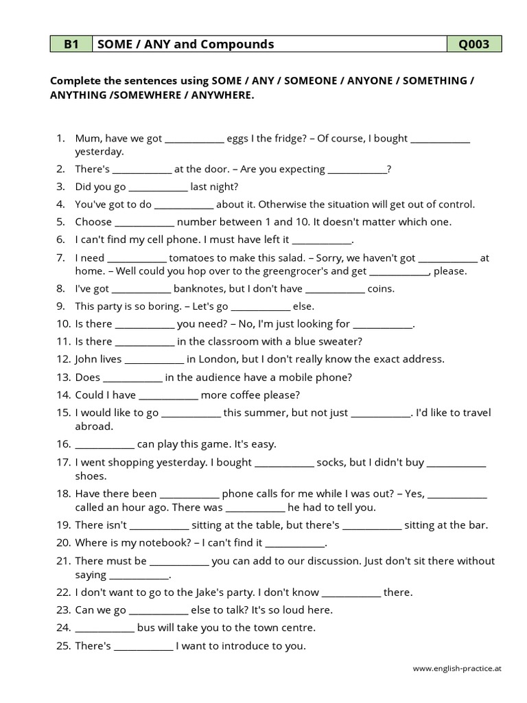 q003 Some Any and Compounds PDF | PDF