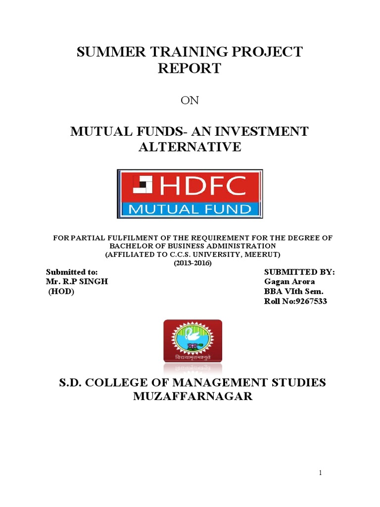 Project Work | PDF | Mutual Funds | Investment Fund