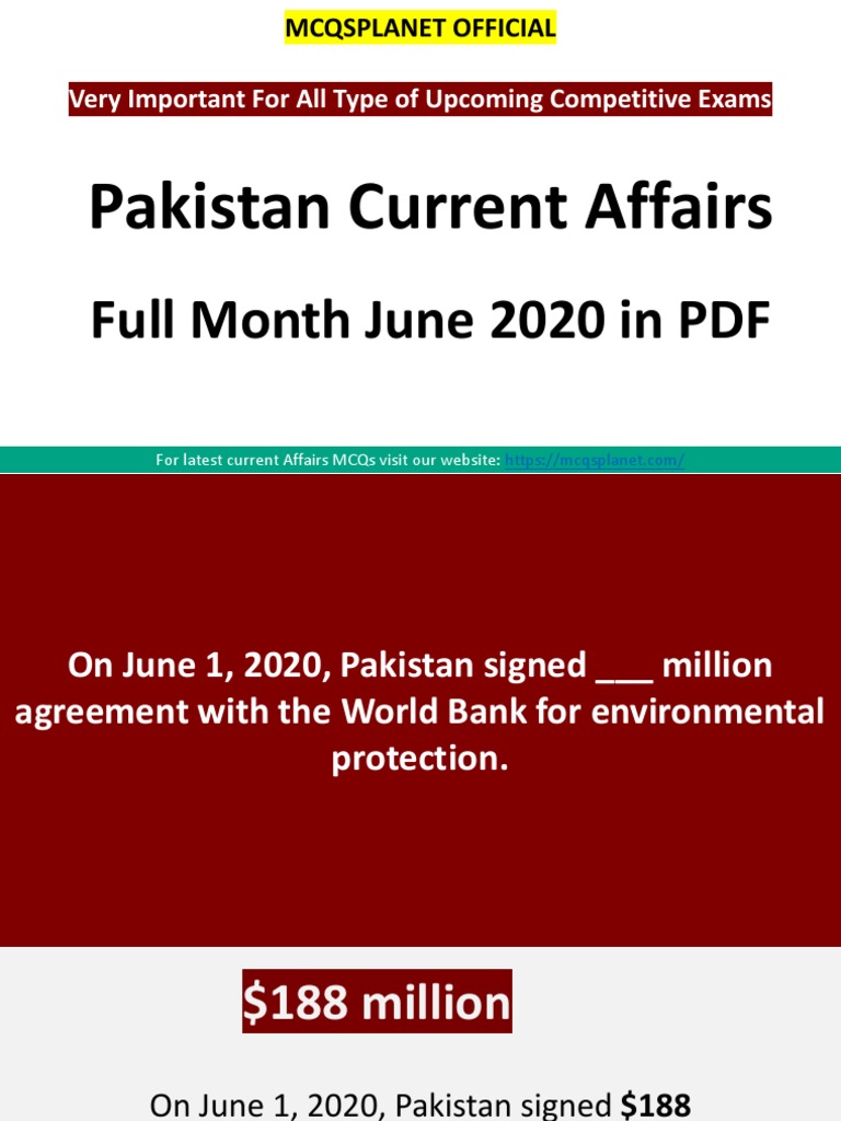 Pakistan Current Affairs Full Month June 2020 in PDF | PDF | Pakistan ...