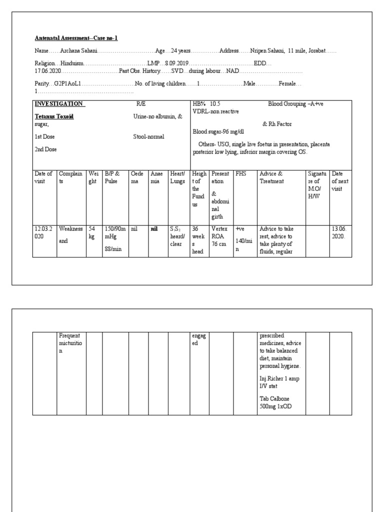 Antenatal Assessment | PDF | Health Sciences | Diseases And Disorders