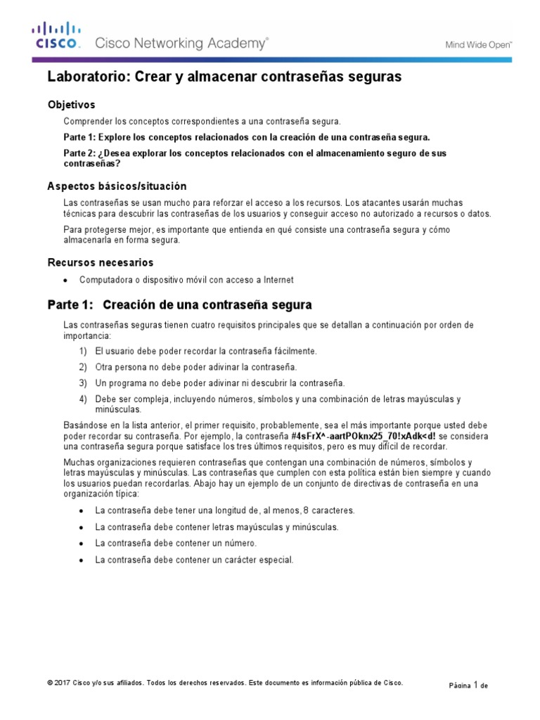 3.1.1.5 Lab - Create and Store Strong Passwords | PDF | Contraseña | Informática