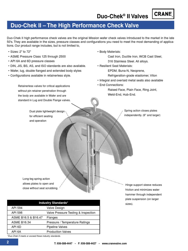 Duo-Chek II - The High Performance Check Valve | PDF | Valve | Oil