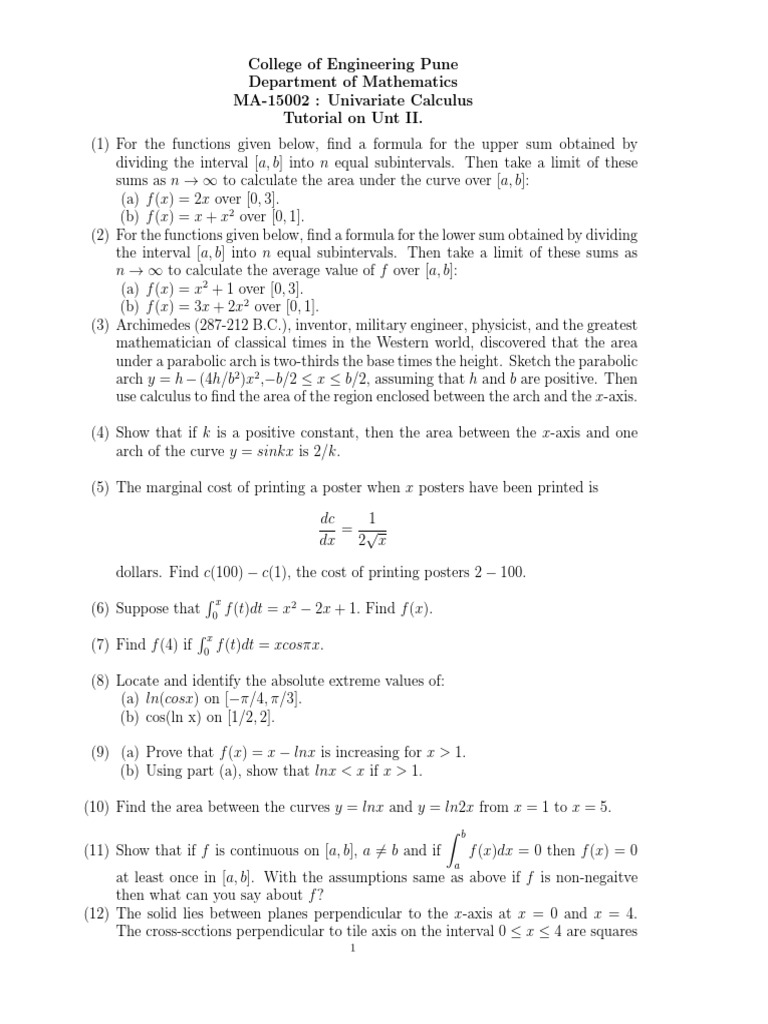 Updated - Tutorial On Unit II | PDF | Area | Perpendicular