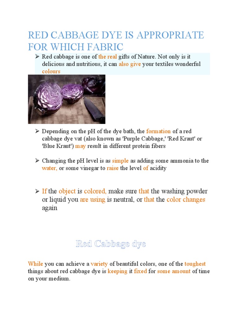 Suitable For Dyeing What Type of Fabric With Red Cabbage | PDF | Dye ...