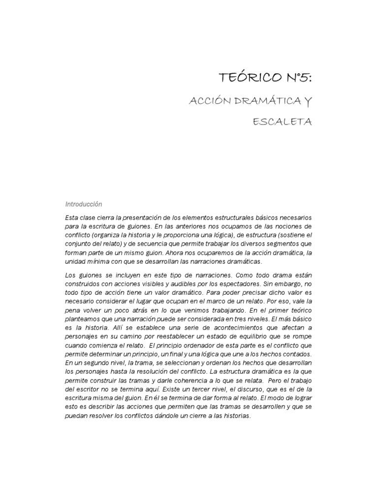 Acción Dramática y Escaleta | PDF | Narrativa | Teatro