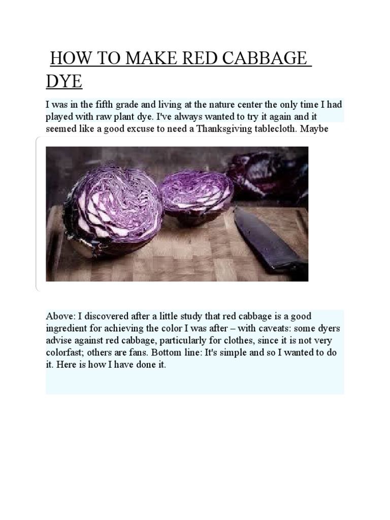 How To Make Red Cabbage Dye | PDF | Dye | Cookware And Bakeware