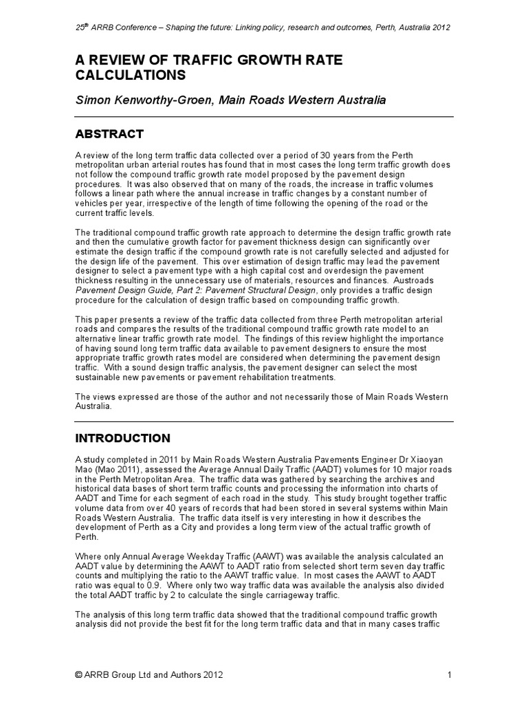 A Review of Traffic Growth Rate Calculations: Simon Kenworthy-Groen ...
