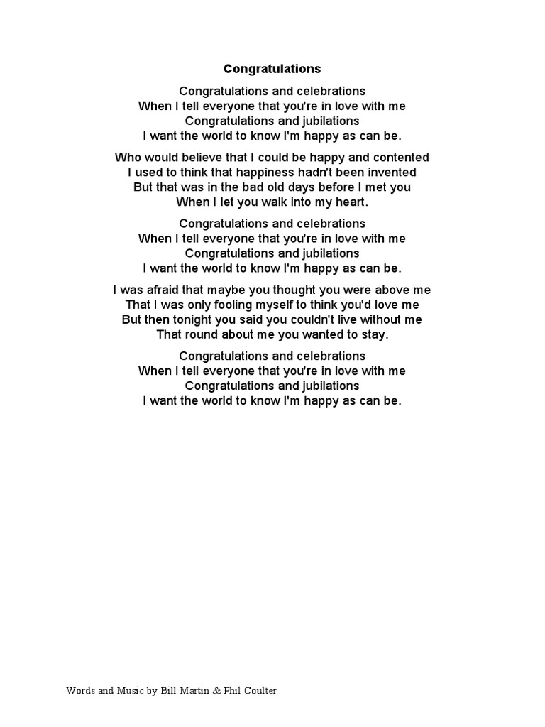 Congratulations (Cliff Richard) | PDF