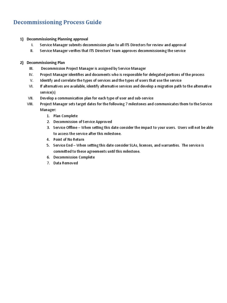Decommissioning Process Guide | PDF