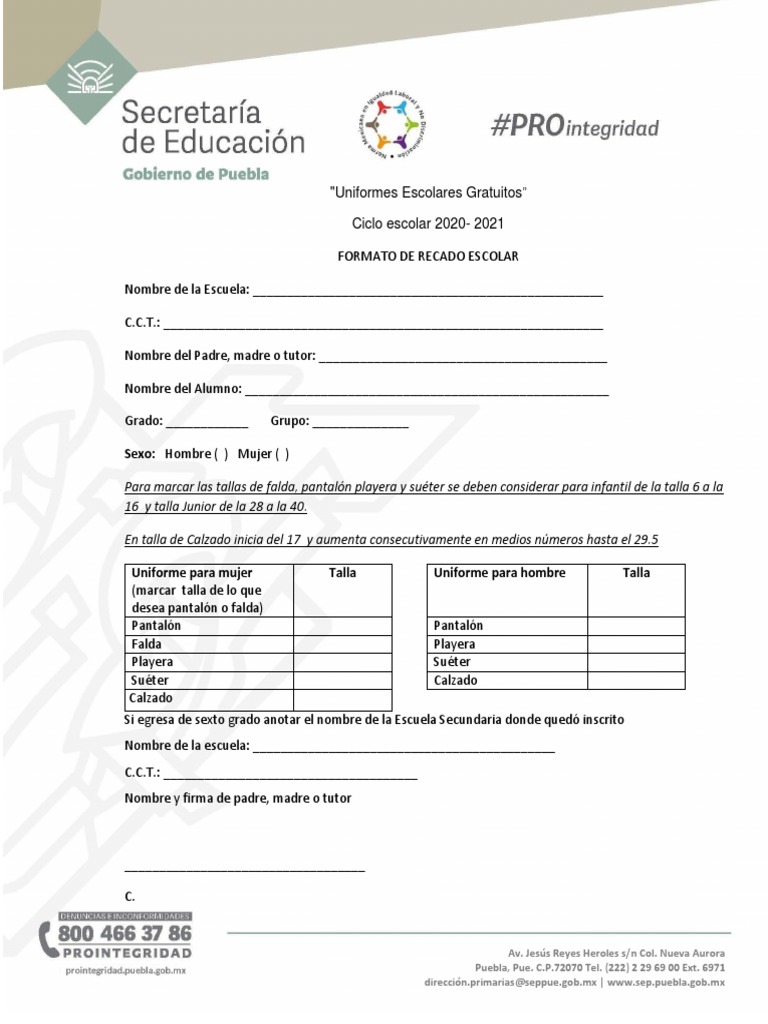 Formato de Recado Escolar | PDF