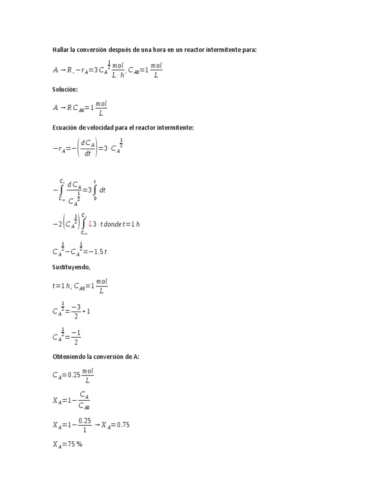 Ejercicio Reactores | PDF