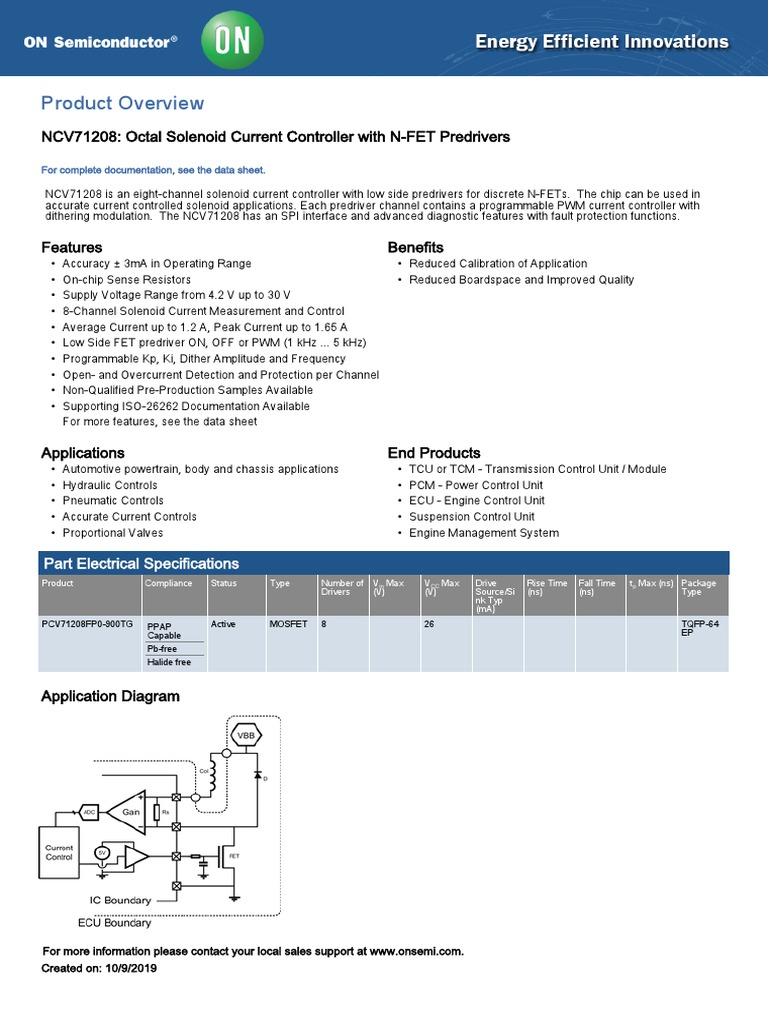 Product Overview: NCV71208: Octal Solenoid Current Controller With N ...