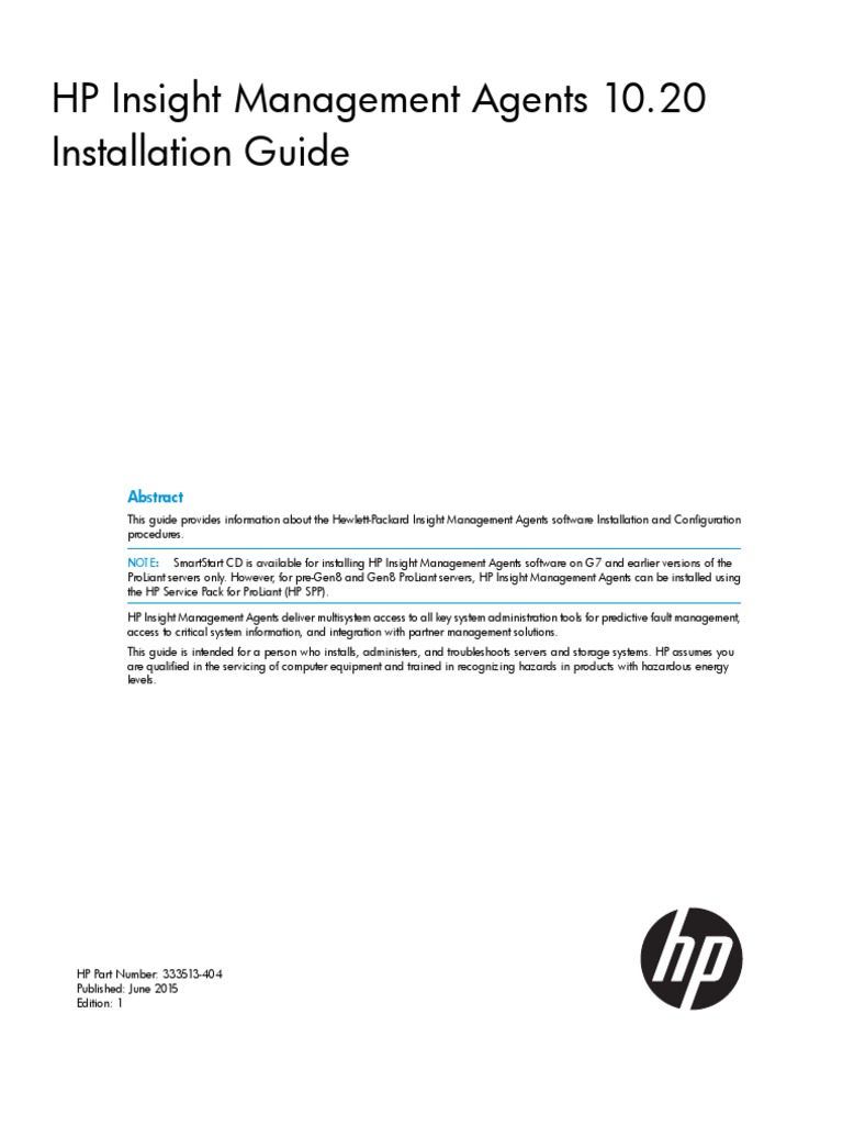 HP Insight Management Agents 10.20 Installation Guide | PDF | Command ...
