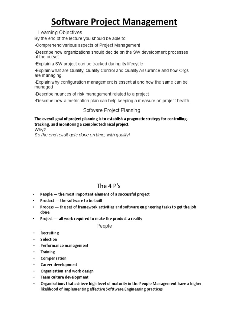 Software Project Management Essentials | PDF | Quality Assurance ...
