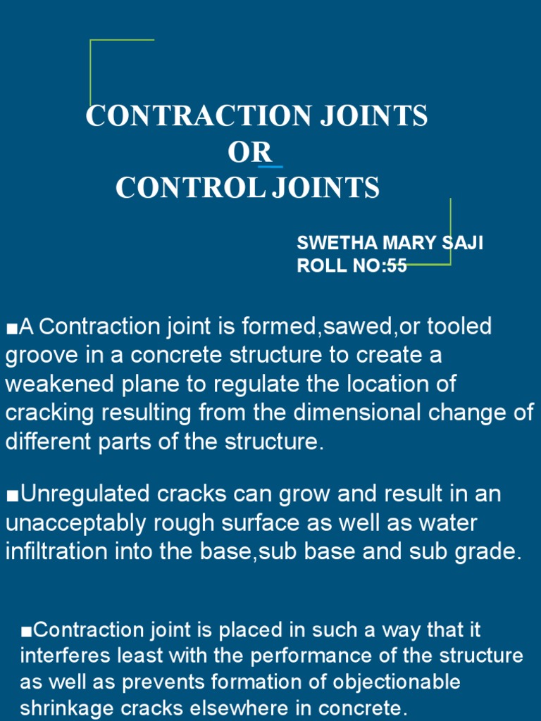 Contraction Joints Control Joints | PDF