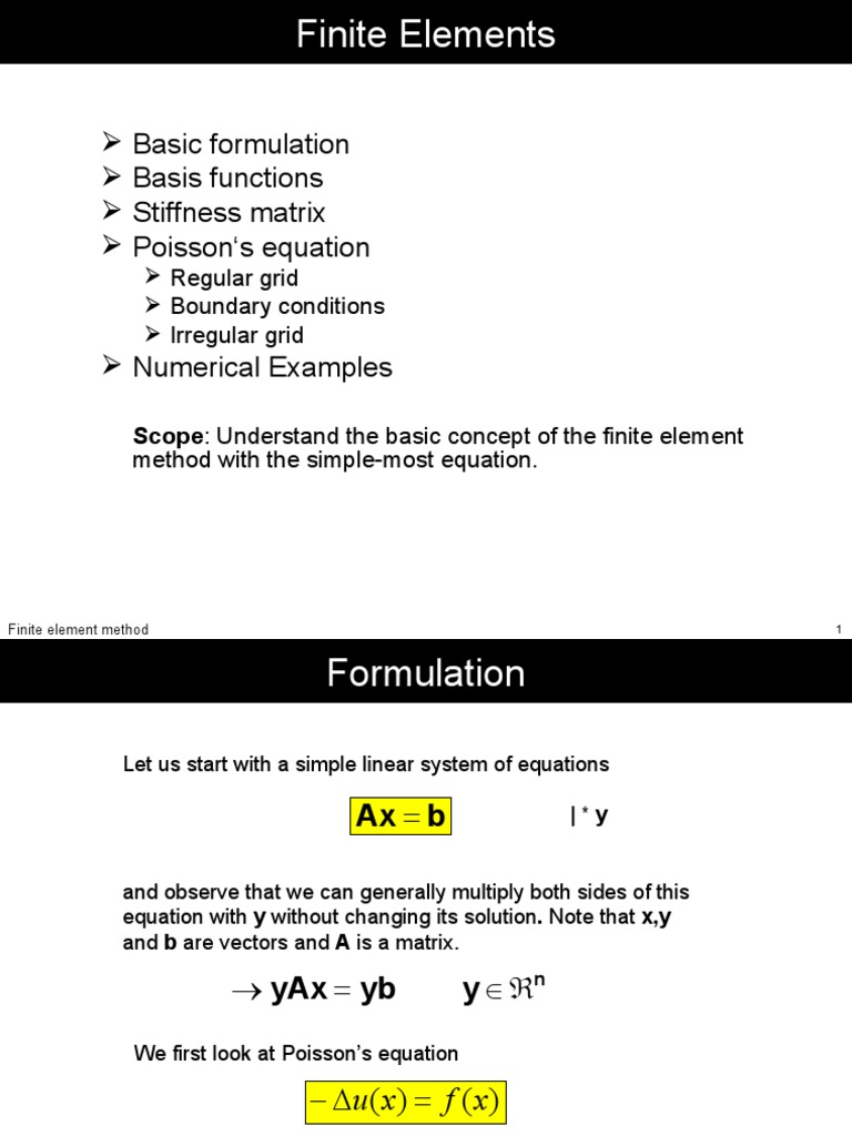 Basic Formulation Basis Functions Stiffness Matrix Poisson S Equation ...