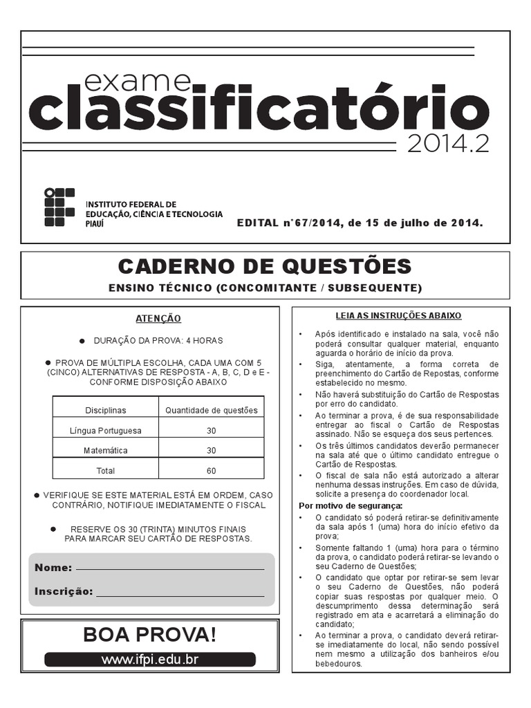 Prova Class 2014 2 Novo Campi PDF | PDF | Prosa | Poesia