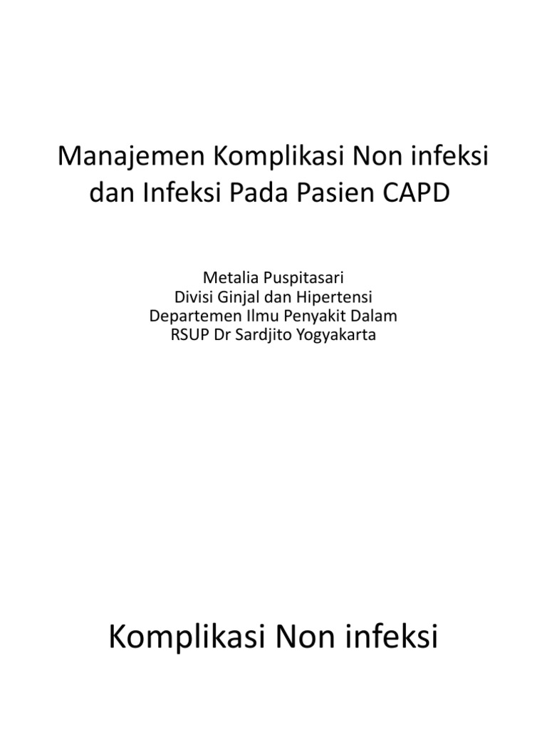 Komplikasi CAPD Pelatihan Dialisis | PDF