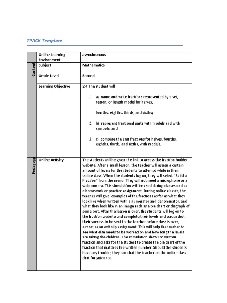 Tpack Template Online Summer20 | PDF | Fraction (Mathematics ...