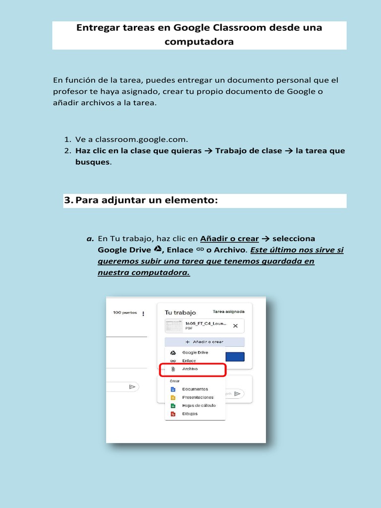 Entregar Tarea en Classroom - PC | PDF | Software | Informática