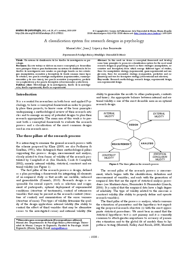 A Classification System For Research Designs in Psychology | PDF ...