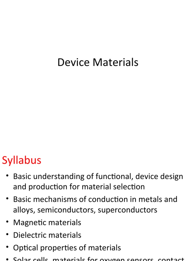 Device Materials | PDF | Electronics | Electromagnetism