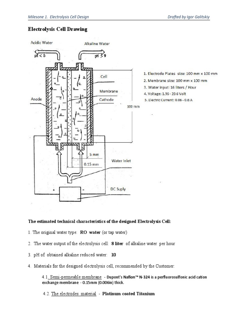 Electrolysis Cell Design Overview | PDF | Electrolyte | Anode